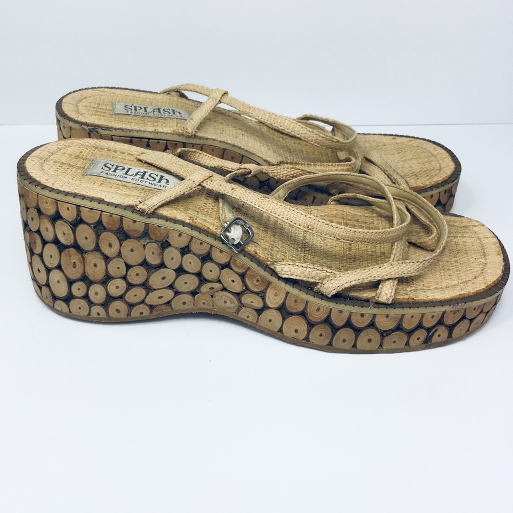 Splash Wood Platform Sandales Sandels Size 9.5 - Gem